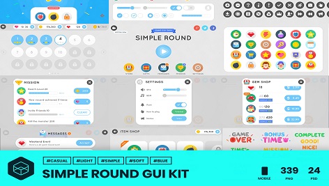 پکیج مجموعه UI یونیتی GUI Kit Simple Round - جت ابزار
